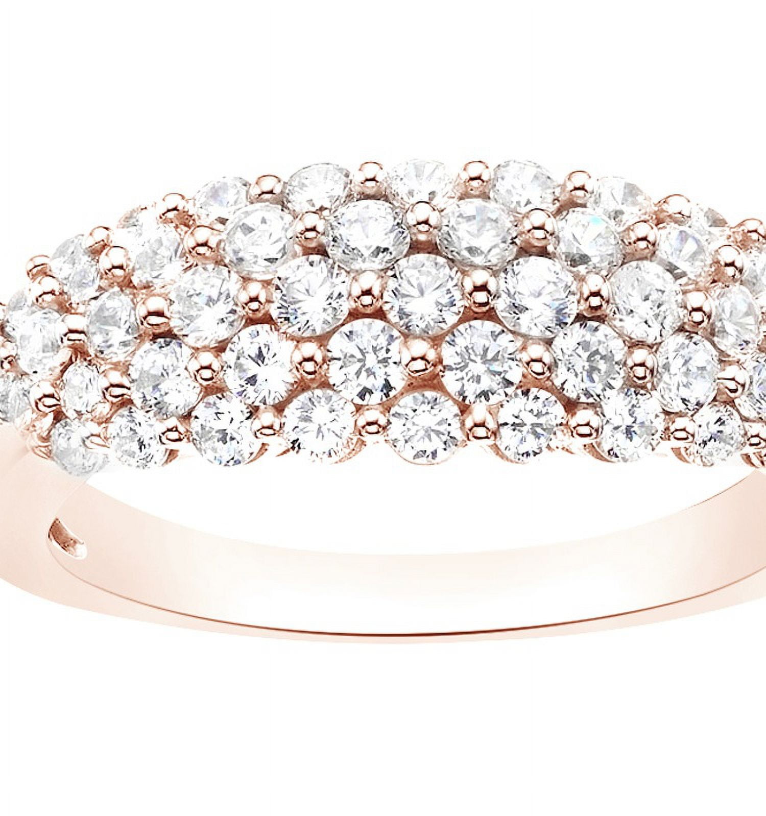 Round Shape White Diamond Cluster Dome Engagement Ring In 10K Solid ...