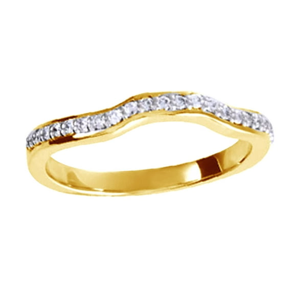 AFFY Round Shape White Diamond Curved Engagement Band Ring 14K Solid ...