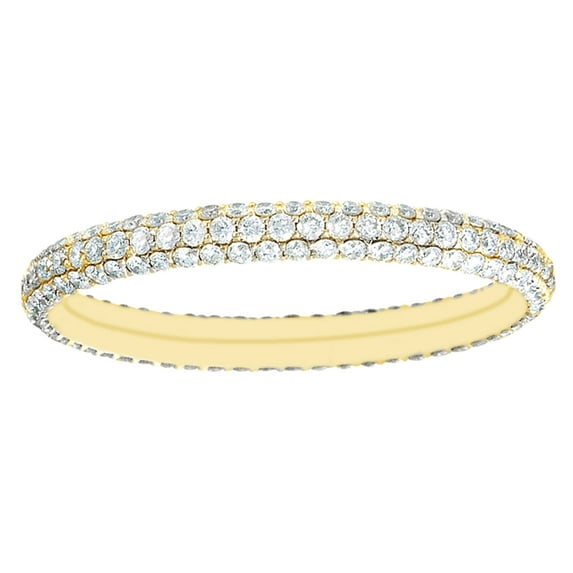 AFFY Round Shape White Diamond Eternity Anniversary Band Ring 14K Solid ...