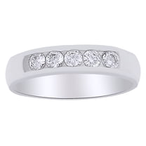 AFFY 0.37 Ct White Diamond Leaf Style Anniversary Band Ring In 14K ...