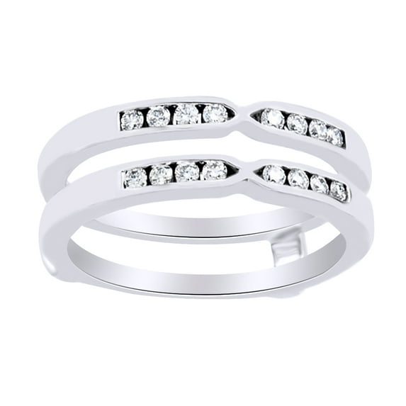AFFY Round Shape White Diamond Ring Guard Enhancer In 14K White Gold (0 ...