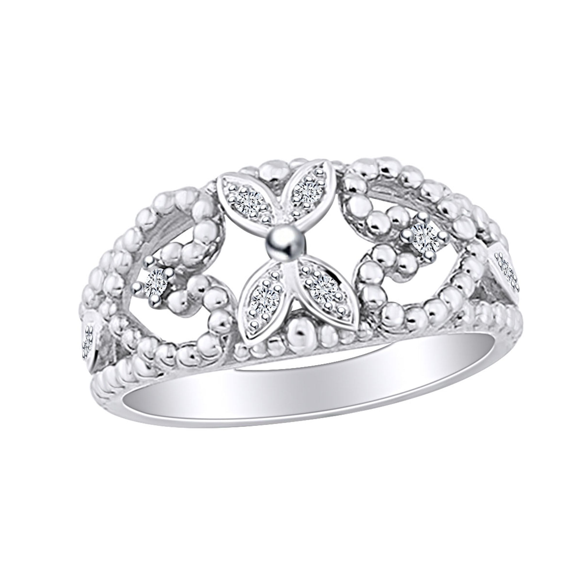 AFFY Round Shape White Natural Diamond Accents Two Tone Filligree ...