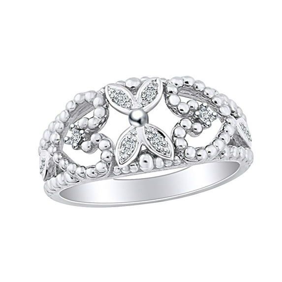 AFFY Round Shape White Natural Diamond Accents Two Tone Filligree ...