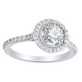 AFFY Round Shape White Natural Diamond Halo Style Engagement Ring In ...