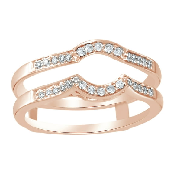 AFFY Round Shape White Diamond Ring Guard Enhancer In 14K White Gold (0 ...