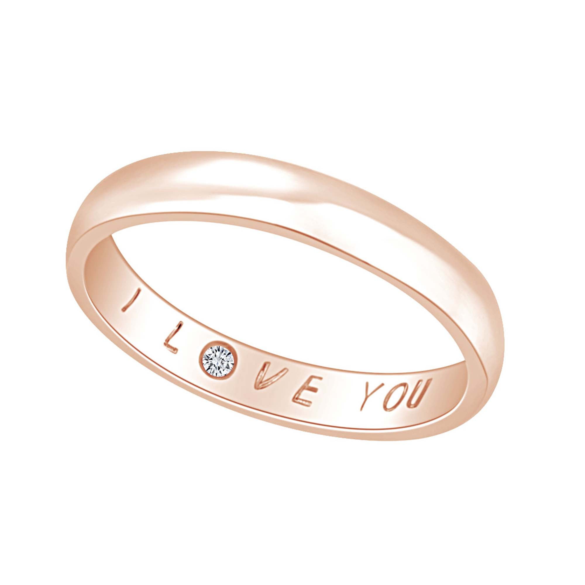 AFFY Round Shape White Natural Secret Diamond Accent Wedding Band Ring ...