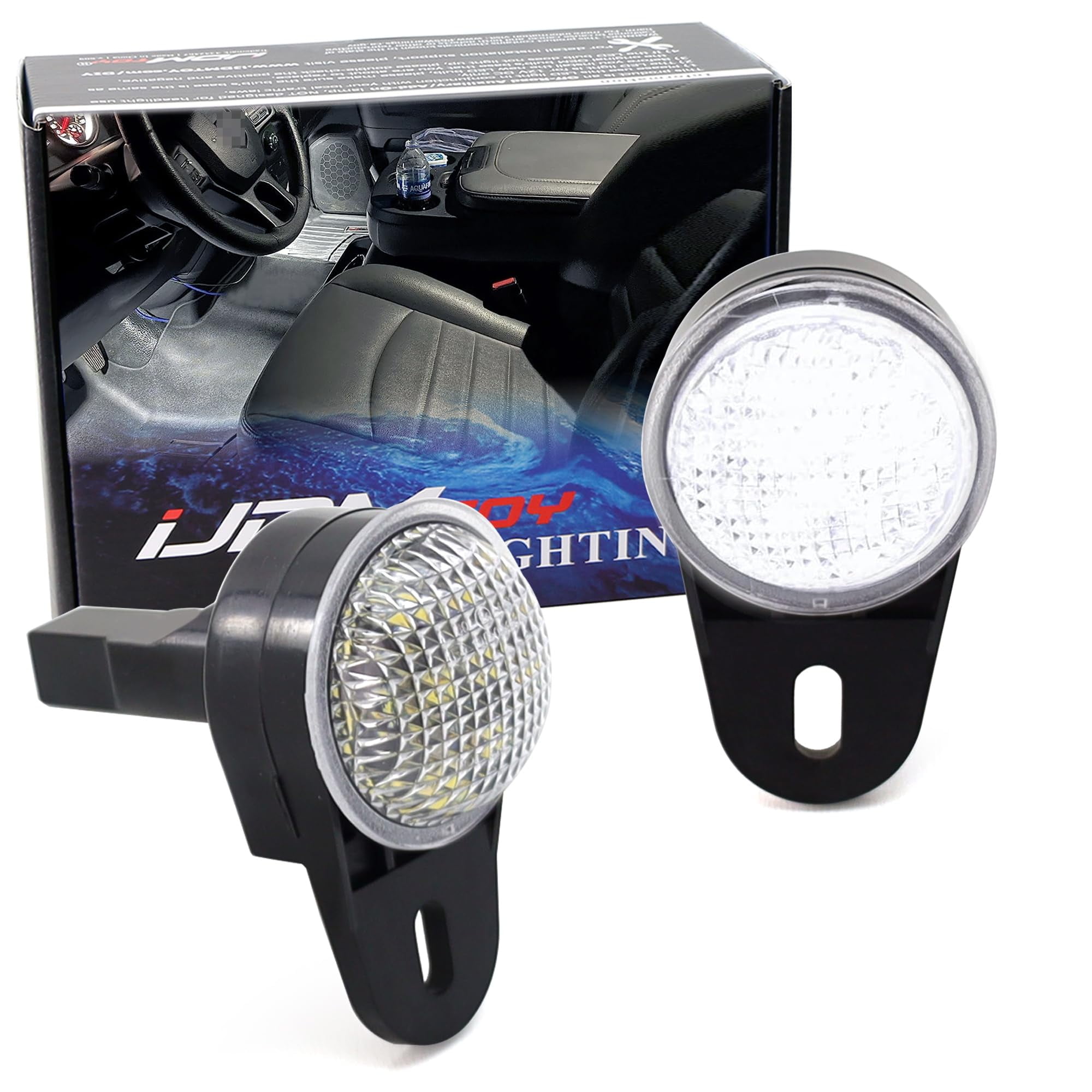 Round Shape Xenon White Full LED Footwell Under Dash Courtesy Light ...