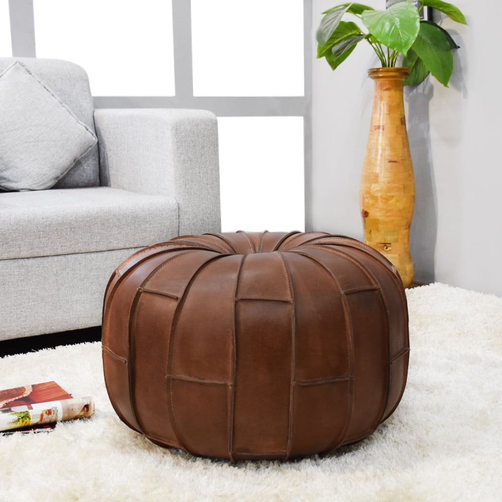 Round Shaped Buffalo Leather Handmade Eco-Friendly Brown Color - Round ...