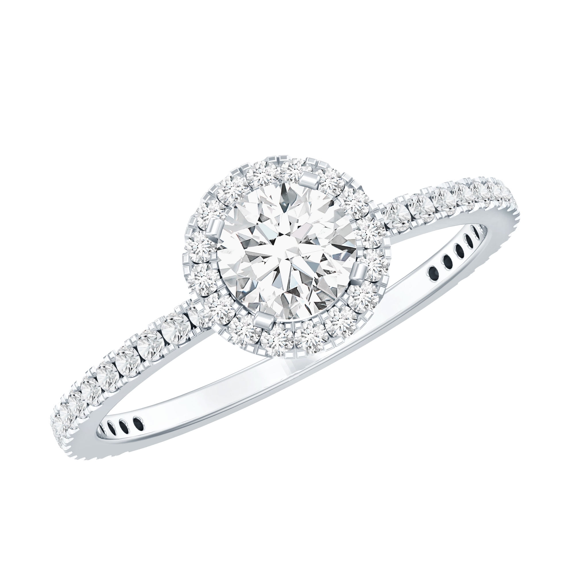 Rosec Jewels Round Shaped Lab Diamond Promise Halo Engagement Ring - EF ...