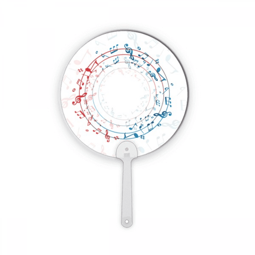 Round-Shaped Red Blue Music Notes Plastic Round Handheld Fan ...