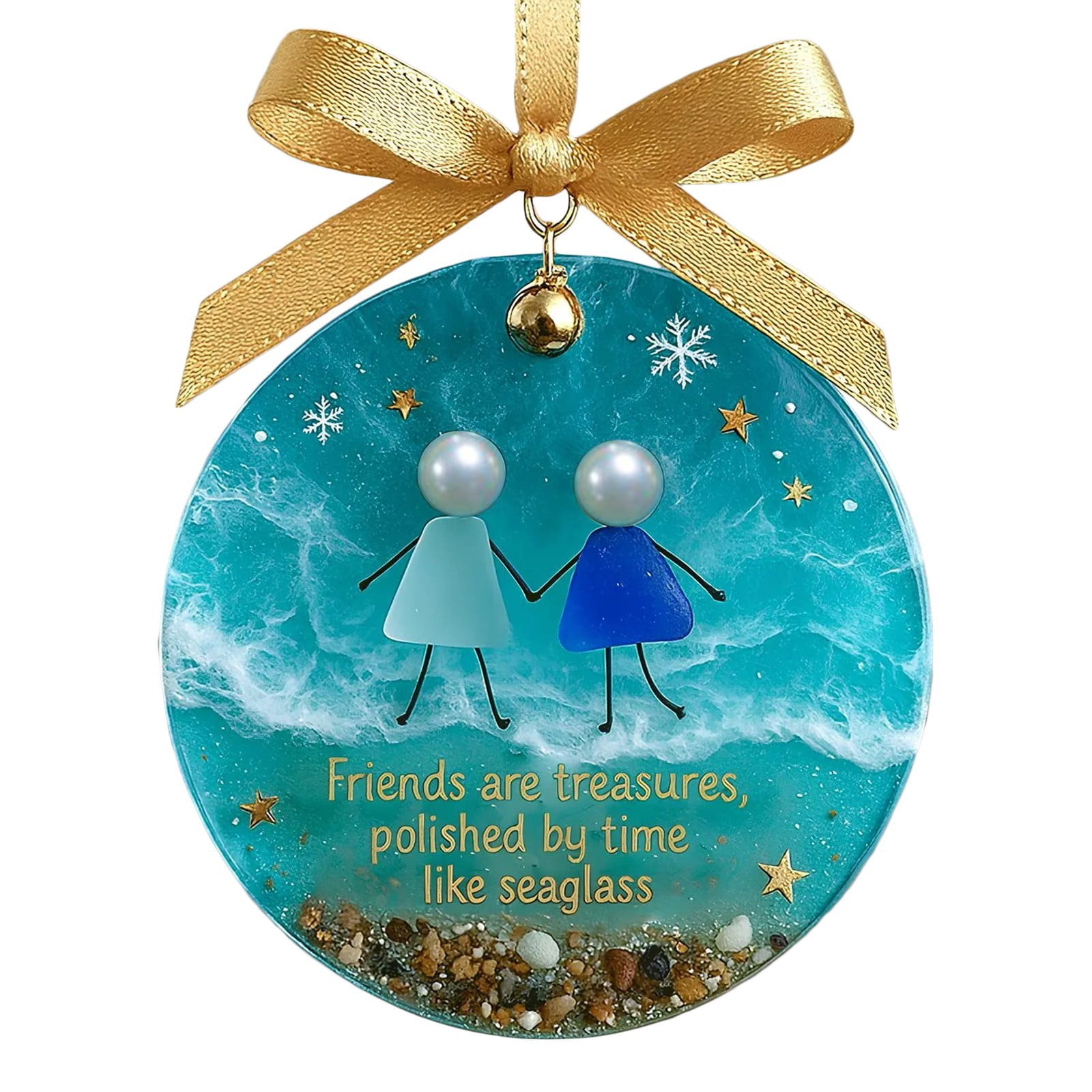 Round-Shaped Sea Glass Friendship Decor,Christmas Tree Hanging ...
