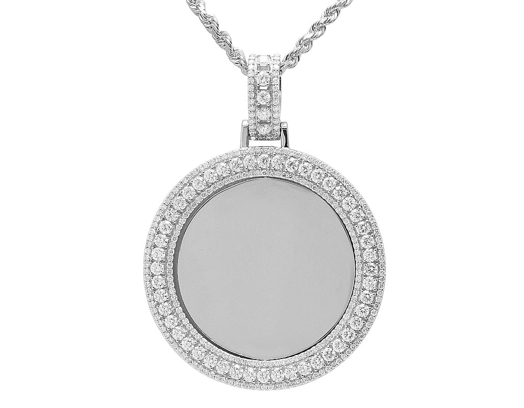 Round Shaped Swivel Memory Frame Pendant 5.75CT Diamond 10K White Gold ...