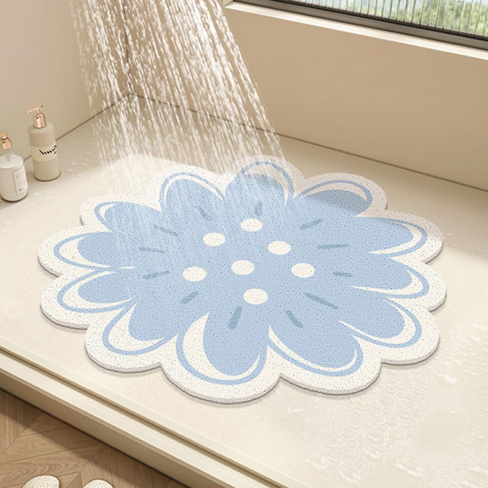 Round Shower Mat Flower Bath Mat for Inside Shower,PVC Loofah Bathroom ...