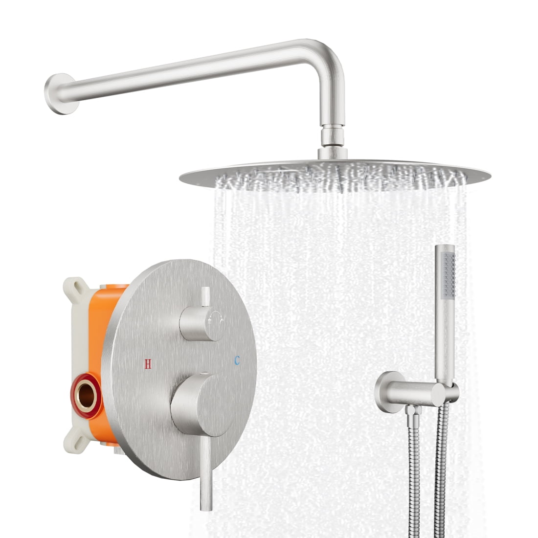 Round Shower System,Rainfall Shower Faucet Set Complete with High ...