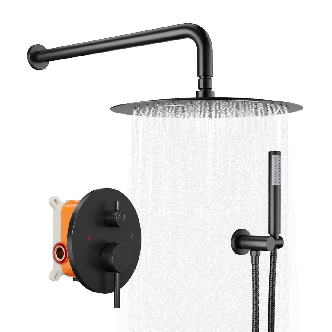 Round Shower System,Rainfall Shower Faucet Set Complete with High ...