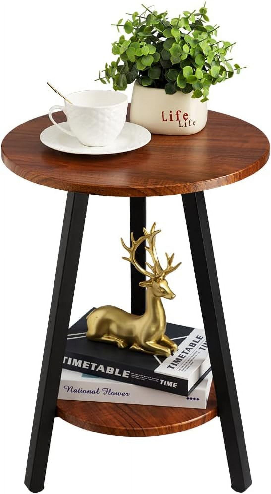 Round Side Table，Accent Table Small End Table for Living Room Bedroom ...