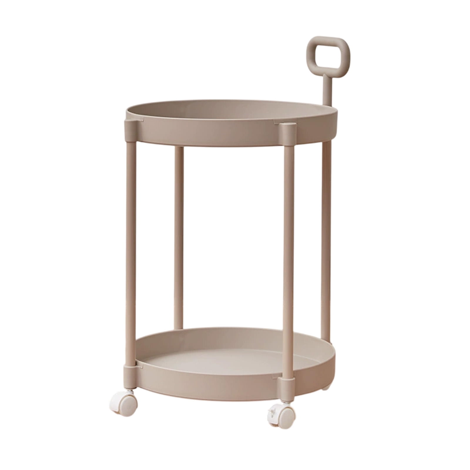 Round Side Table End Coffee Table with Wheel Movable Tray Sofa Cart ...