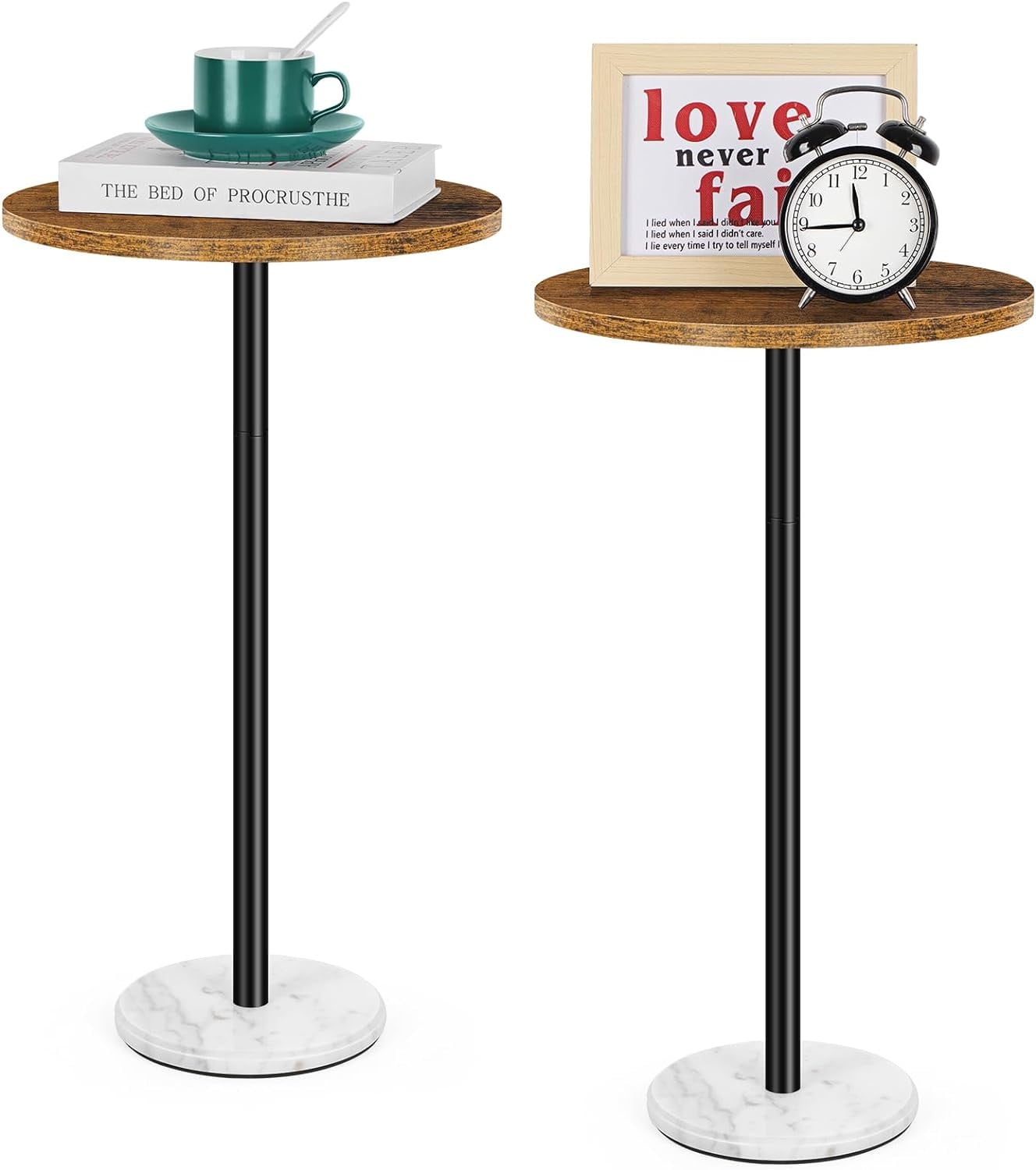 Round Side Table Set of 2 Small End Table Accent Table for Small Spaces ...