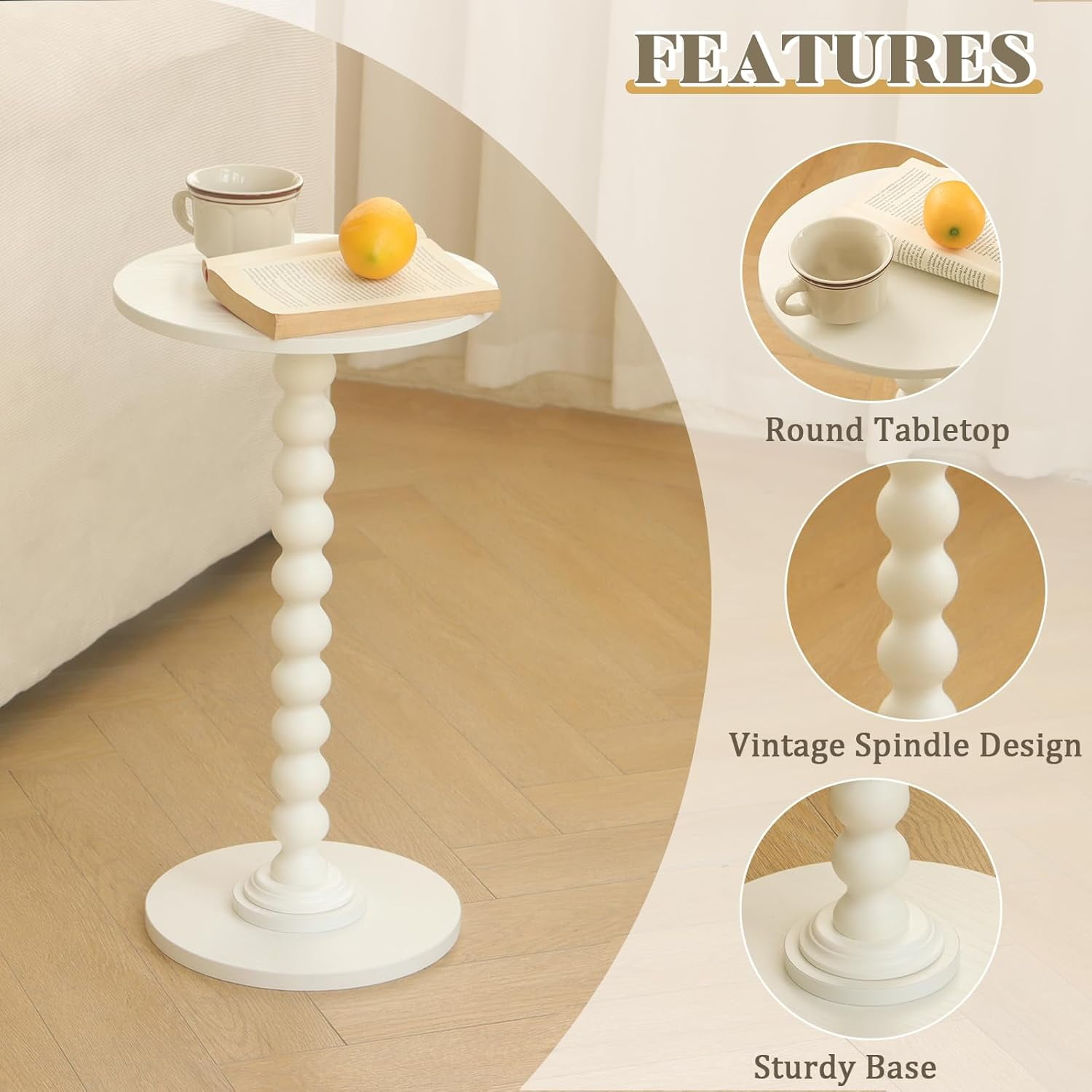 Round Side Table, Small Drink Table for Small Spaces, Modern Accent End ...