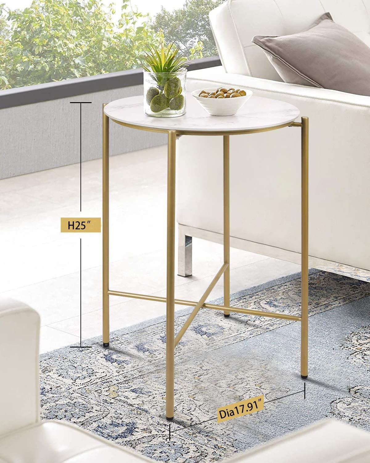 Round Side Table Small End Table Tall Round Side Tables Marble Modern ...