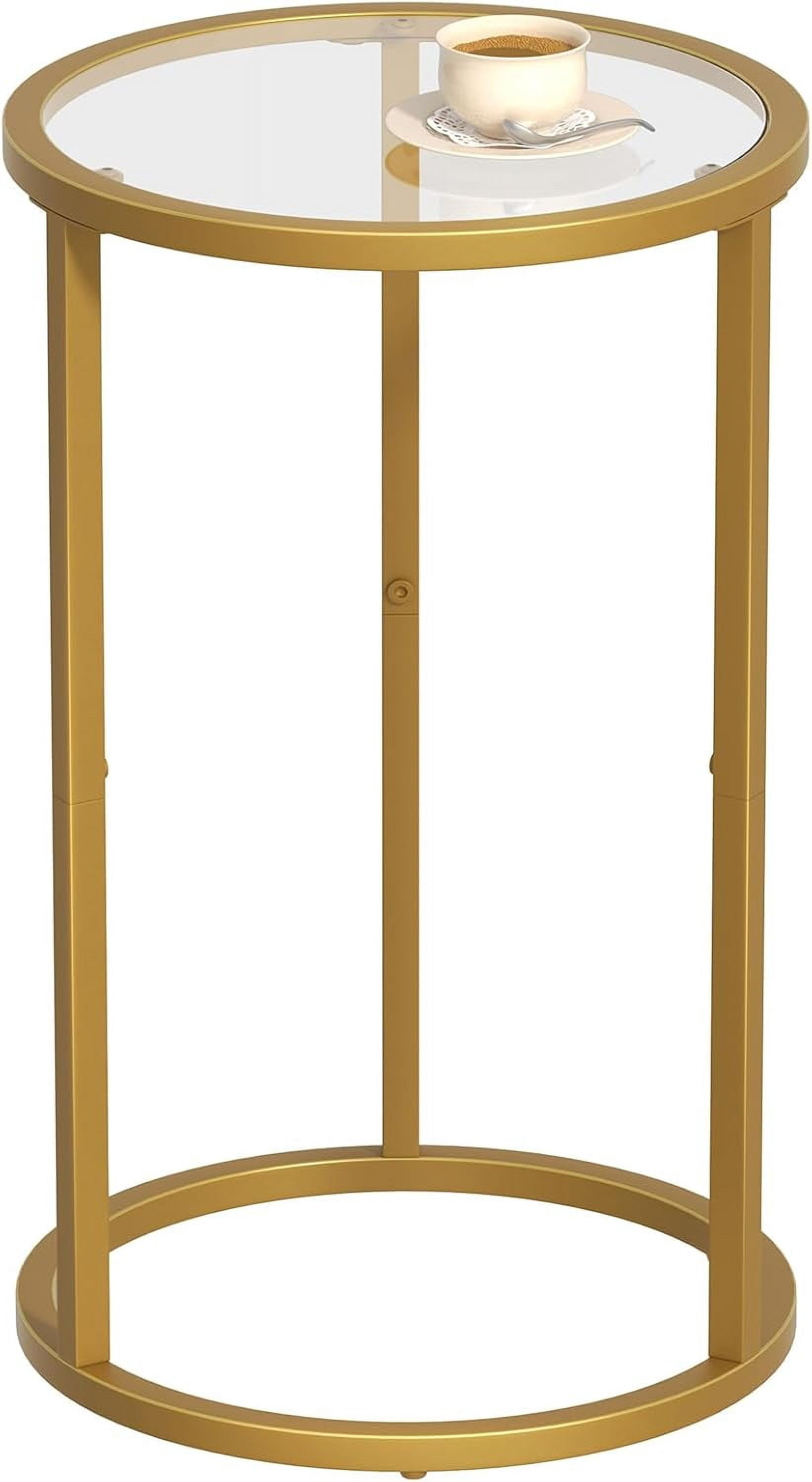 Round Side Table Small Gold End Table for Small Spaces 11.8" x 19.7 ...