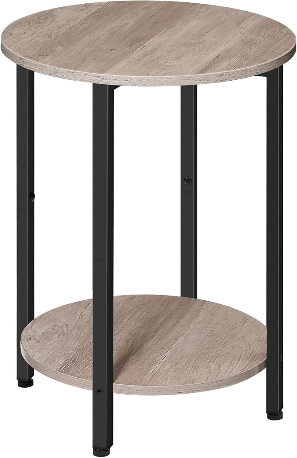 Round Side Table, Sofa Couch Table with Storage Shelf, 2-Tier ...