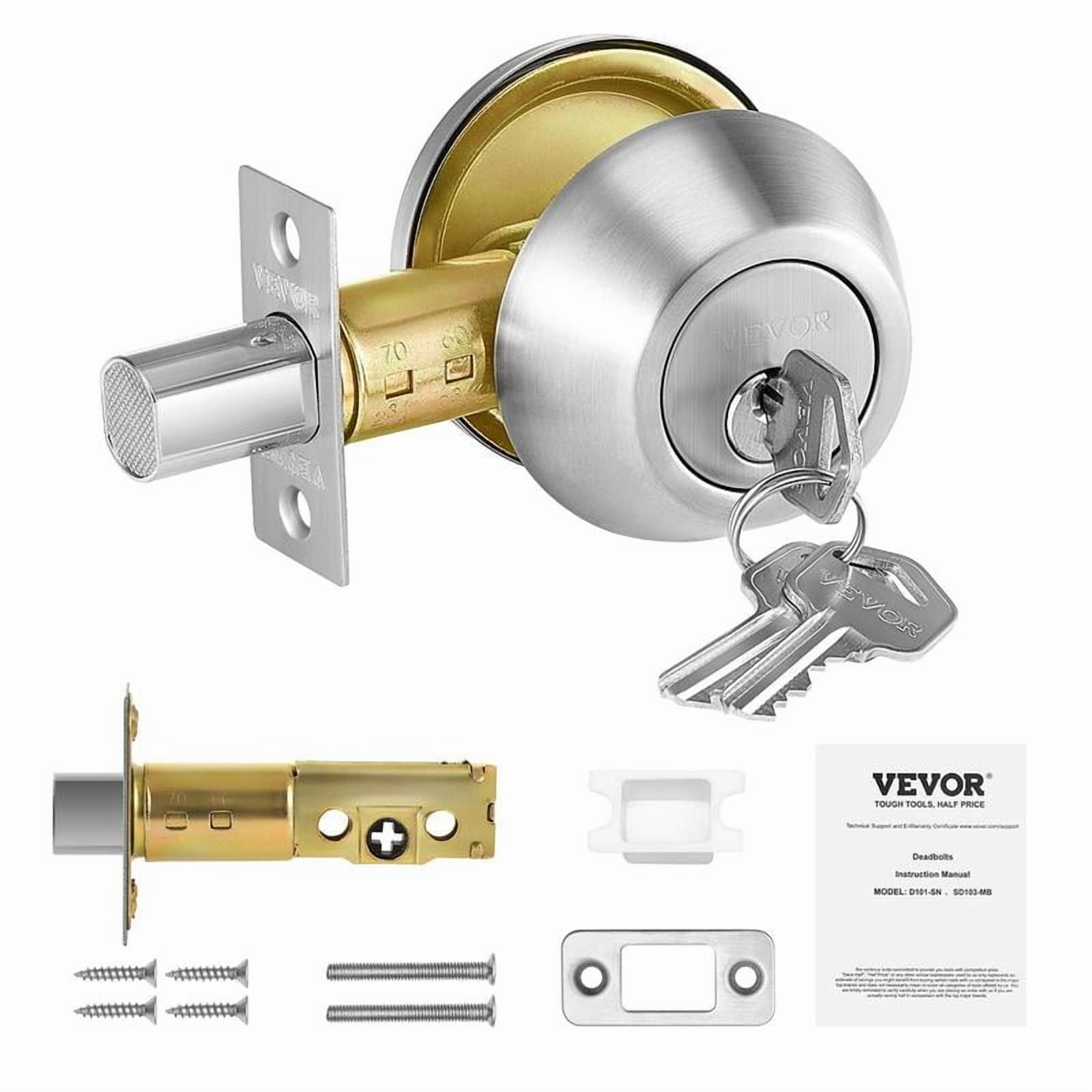 Round Single Cylinder Dead Bolt, Keyed 1 Side, Full Metal Satin Nickel ...