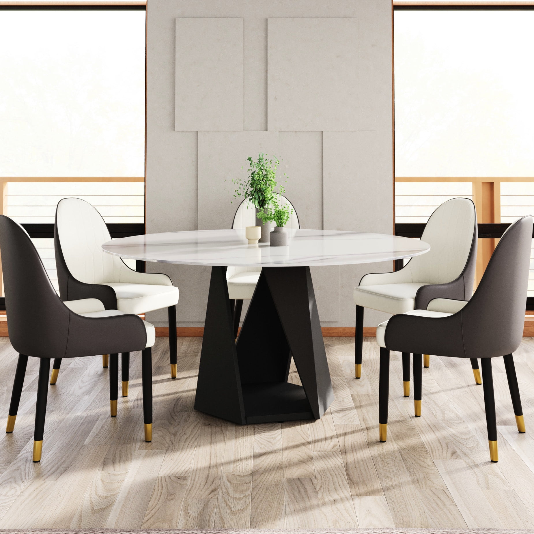 Round Sintered Stone Dining Table | In Dining Room Environment | Iron ...