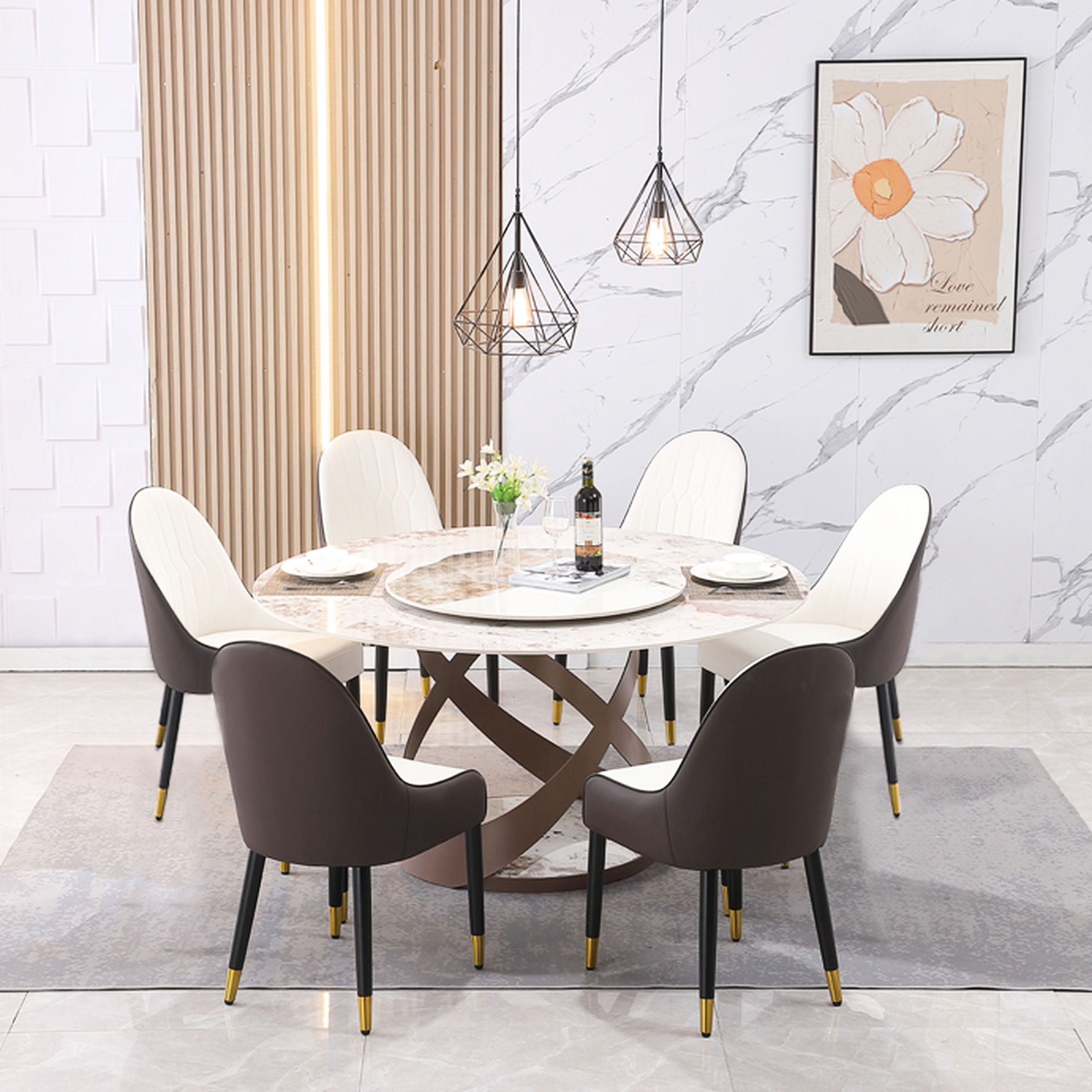 Round Sintered Stone Table and 6 Chairs | Suitable for Family Dinners ...