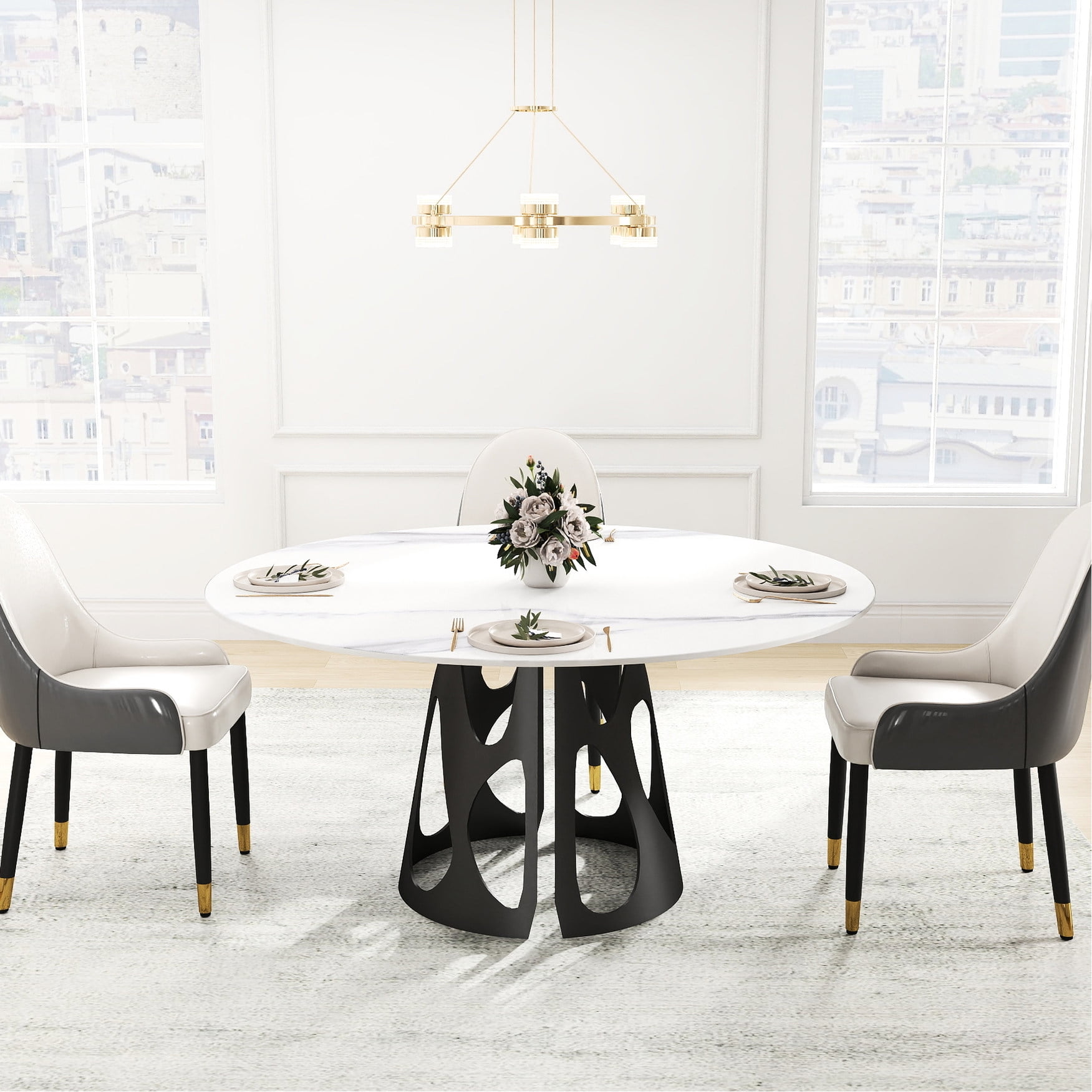 Round Sintered Stone Table+Sleek Minimalist Design"-"Open - plan ...