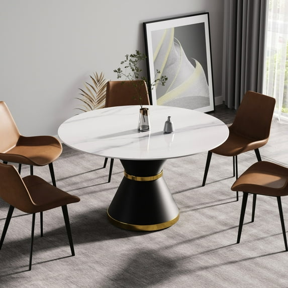 Round Sintered Stone Table for Dining | Holds 6 Diners Comfortably ...