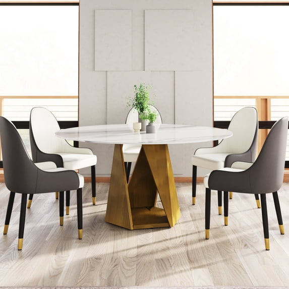 Round Sintered Stone Table for Dining | Seats 6-8 in Dining Room Use ...