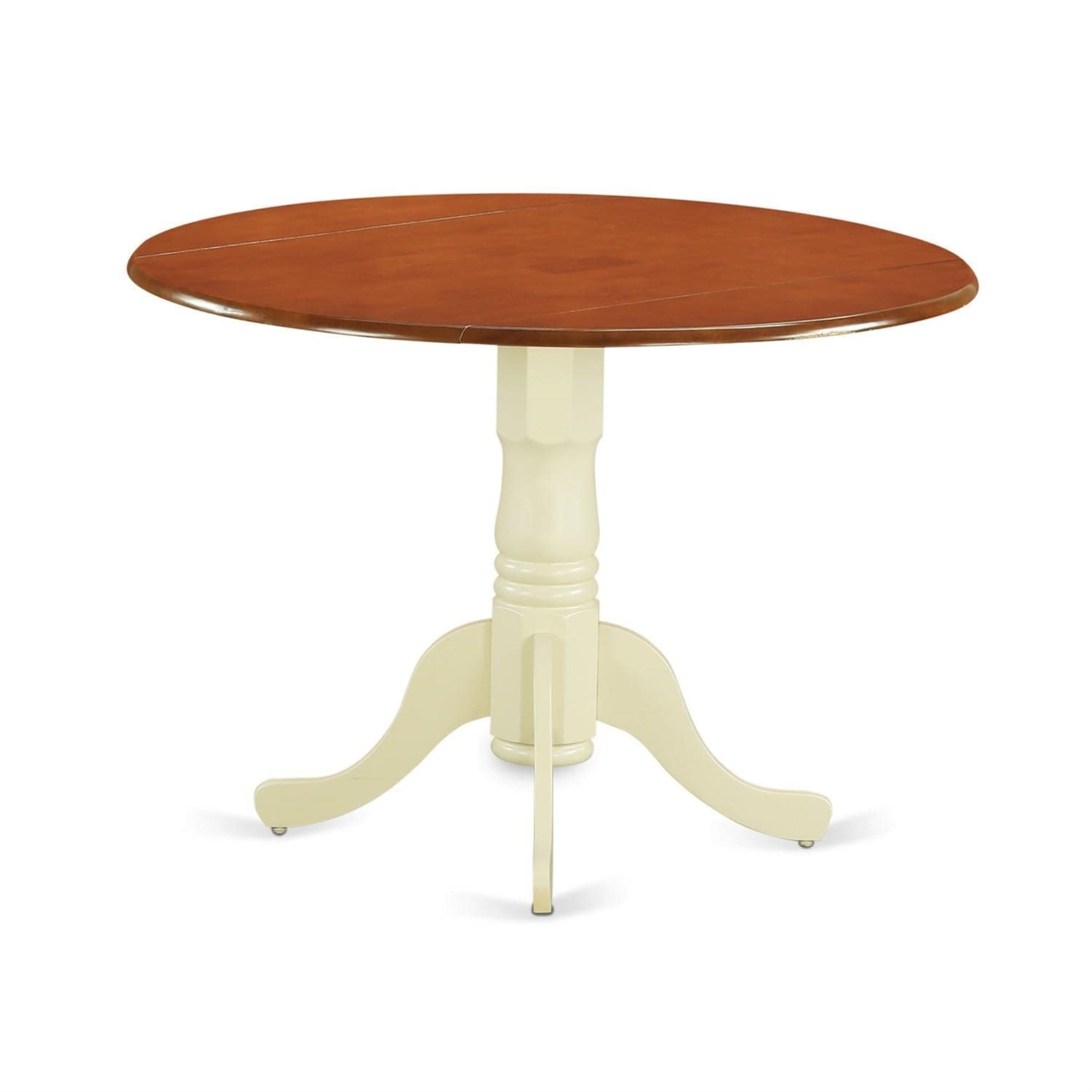 Round Small Kitchen Table with Extendable Leaf - Buttermilk & Cherry ...