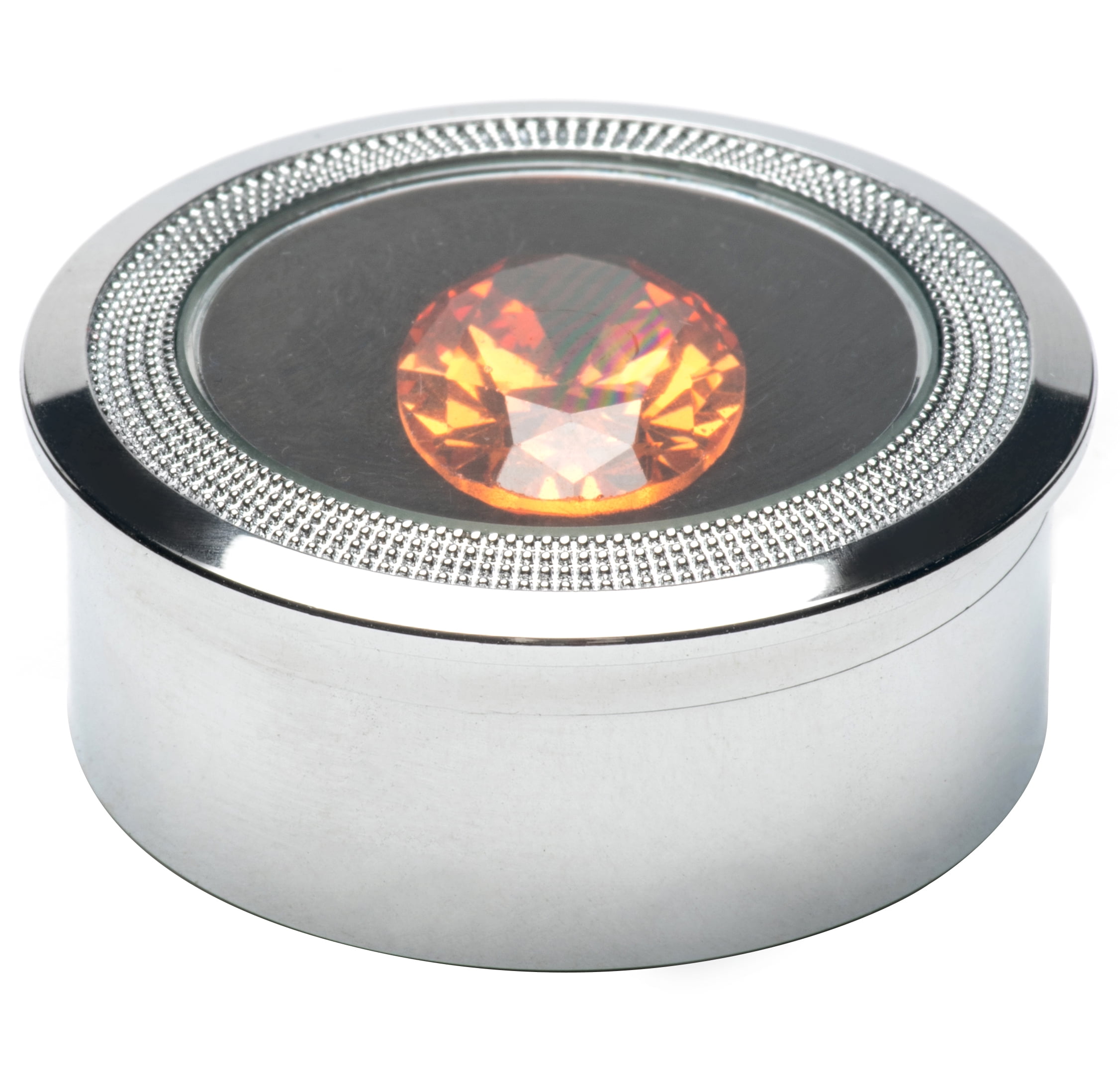 Round Small Loose Gemstone Display Box Case with Top Lids Silver ...
