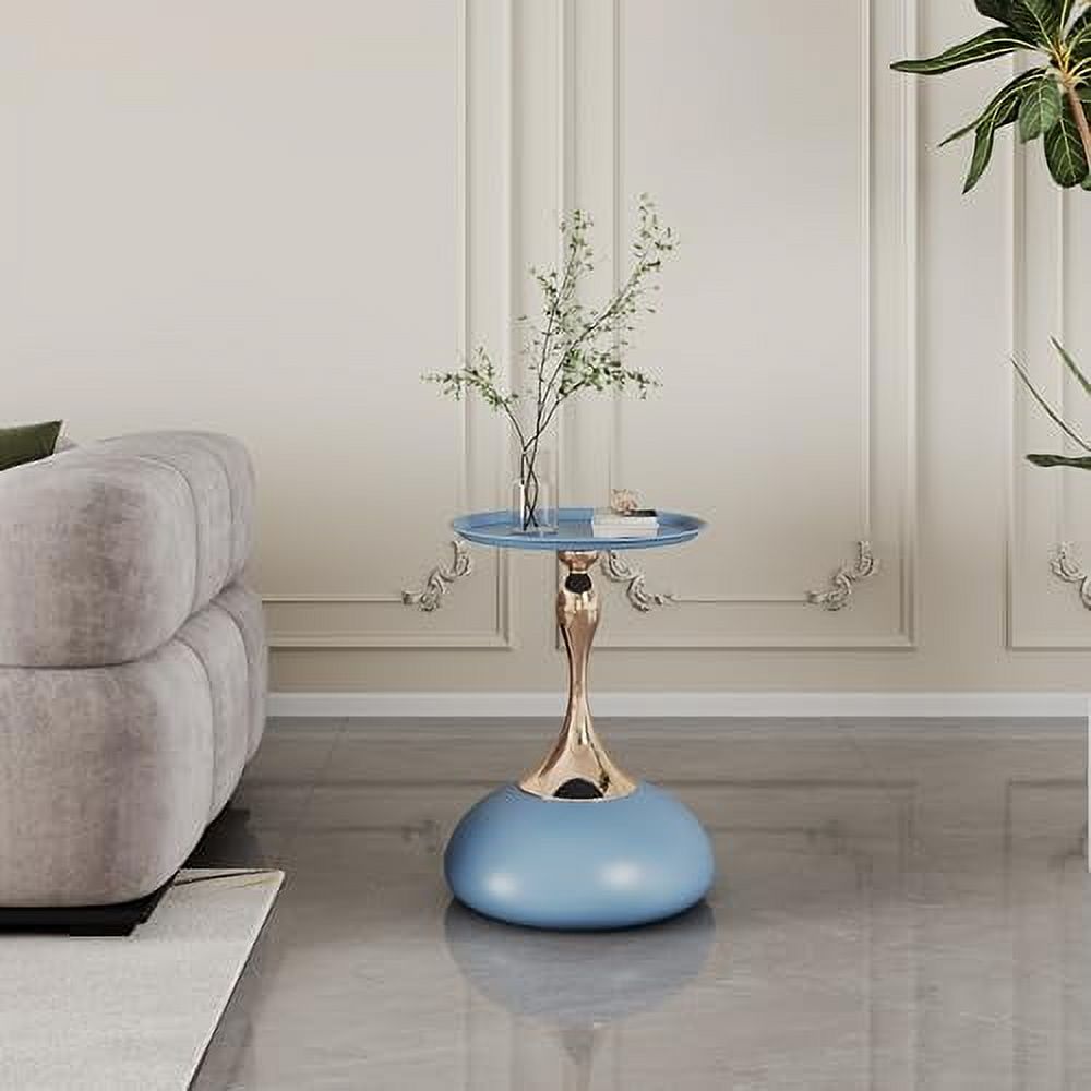 Round Small Metal Side Table, Mid Century End Table, Vintage Pedestal ...