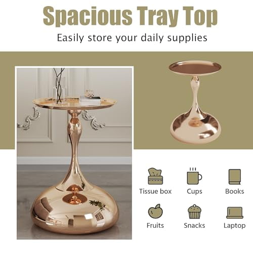 Round Small Metal Side Table, Mid Century End Table, Vintage Pedestal ...