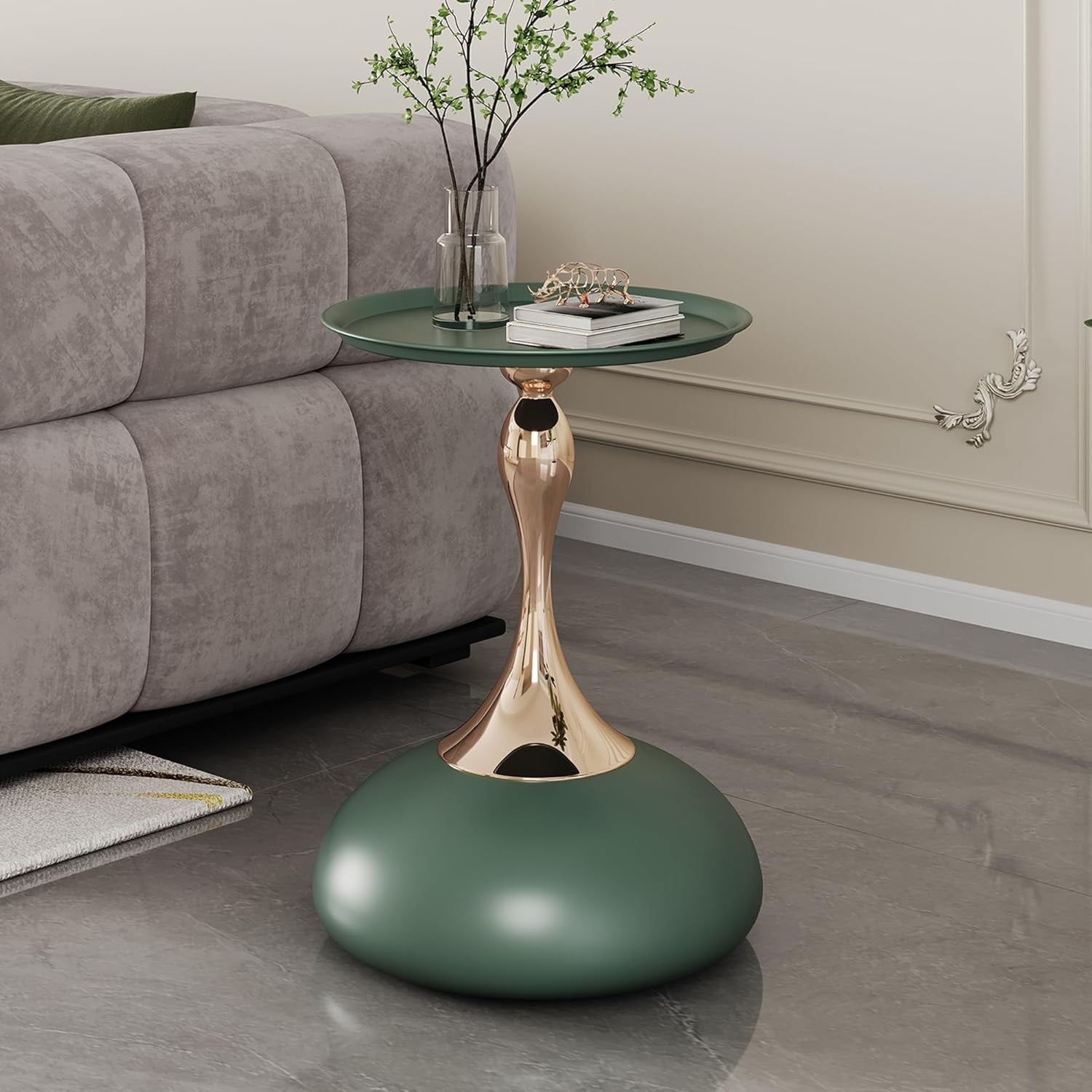 Round Small Metal Side Table, Mid Century End Table, Vintage Pedestal ...