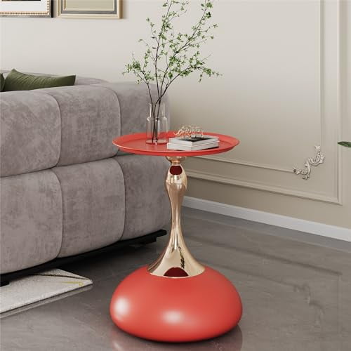 Round Small Metal Side Table, Mid Century End Table, Vintage Pedestal ...