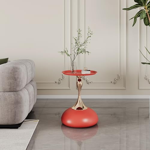 Round Small Metal Side Table, Mid Century End Table, Vintage Pedestal ...