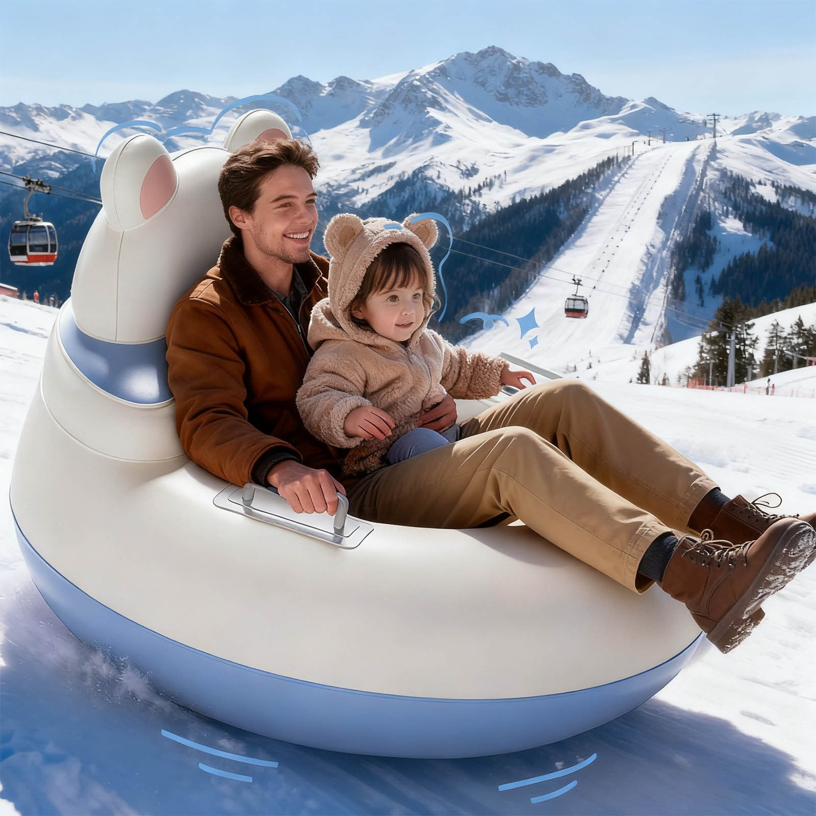 Round Snow Sled, Inflatable Winter Sledding With Handles, Convenient ...