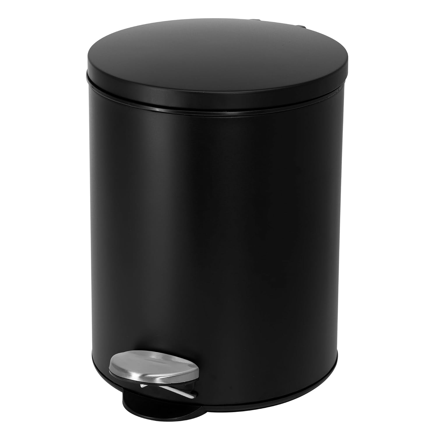 Round Soft-Close Step On Bathroom Wastebin, Stainless Steel 1.3 Gallon ...