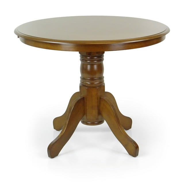 Round Solid Wood Dining Table 38.5'' D with Pedestal Base, Kitchen ...