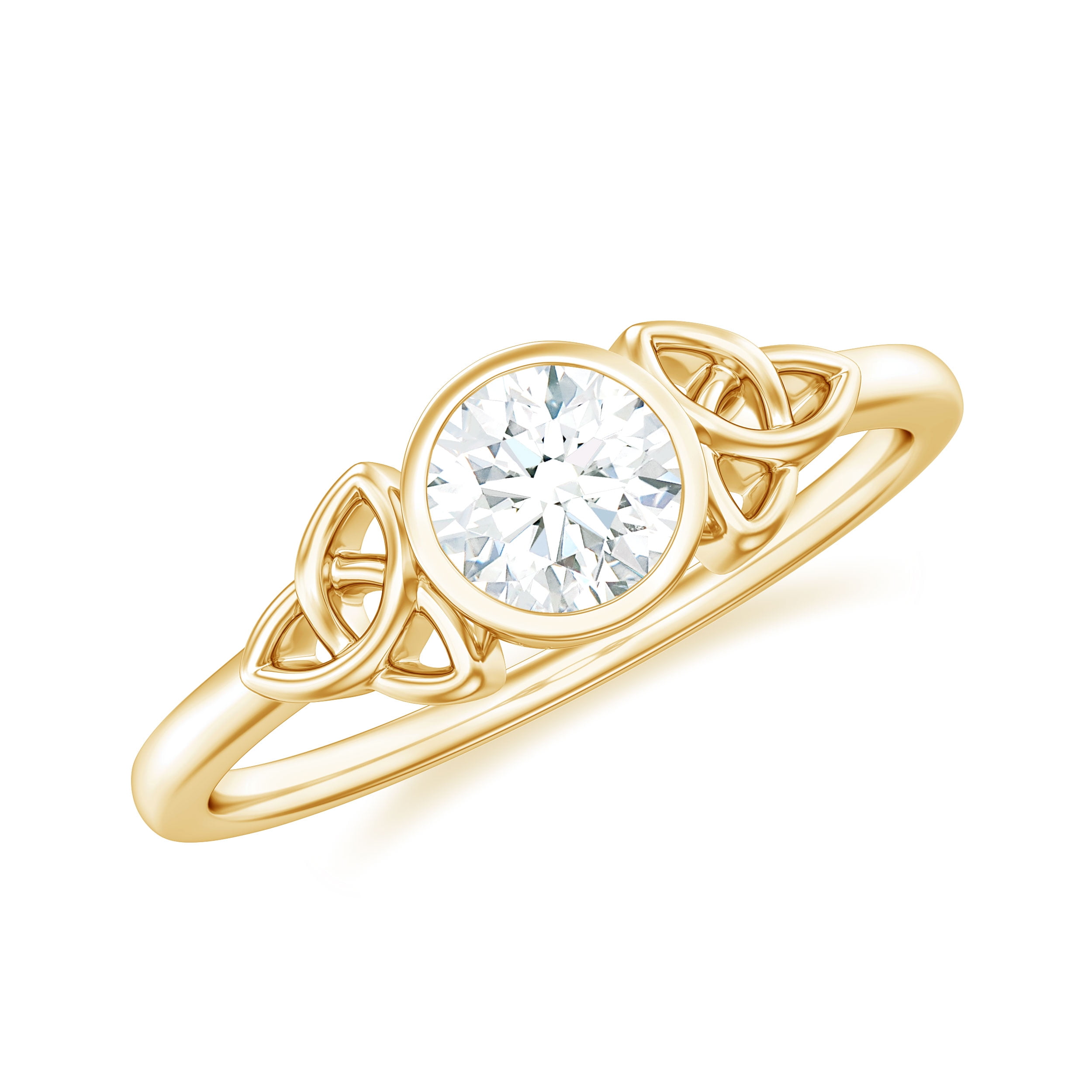 Round Solitaire Moissanite Celtic Knot Promise Ring (5 mm, 0.50 CT, D ...
