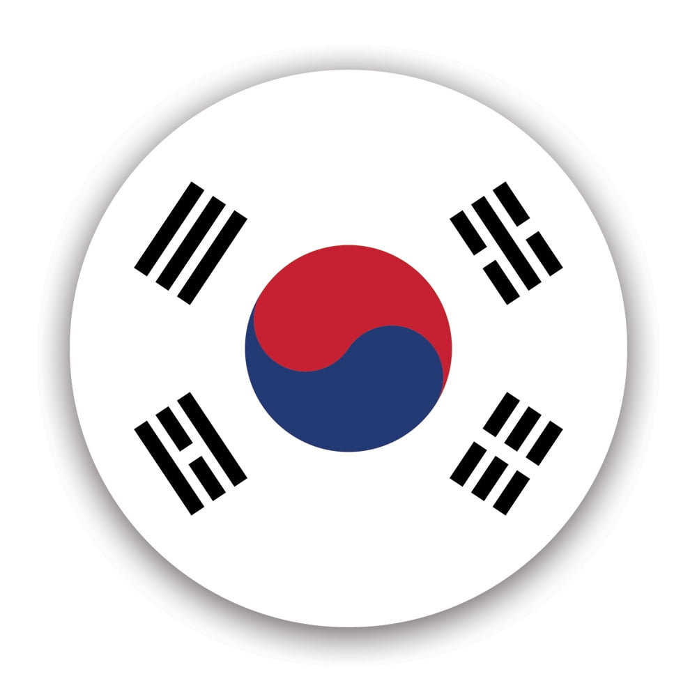 Round South Korean Flag Sticker Decal - Self Adhesive Vinyl ...