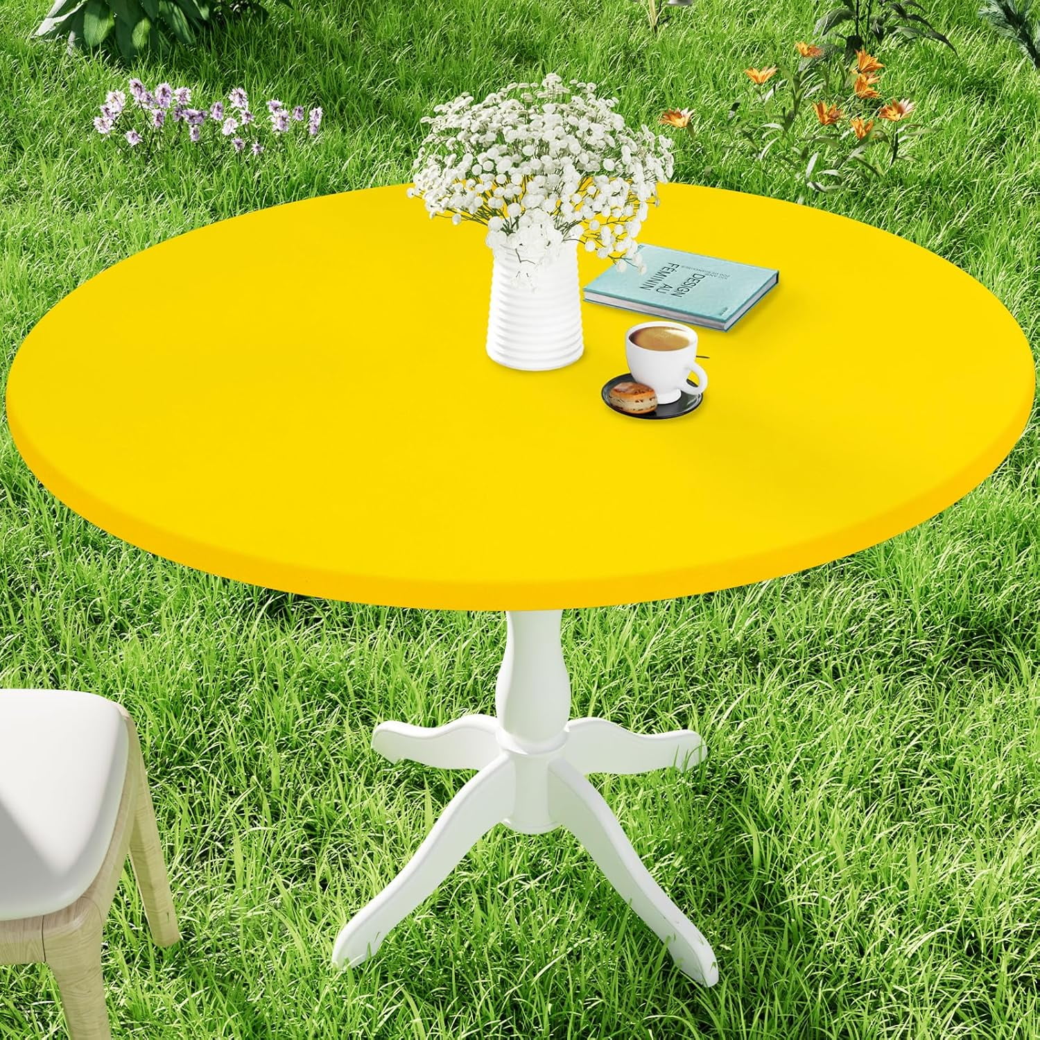 Round Spandex Table Cloth, Elastic Fitted Waterproof Tablecloths for 25 ...
