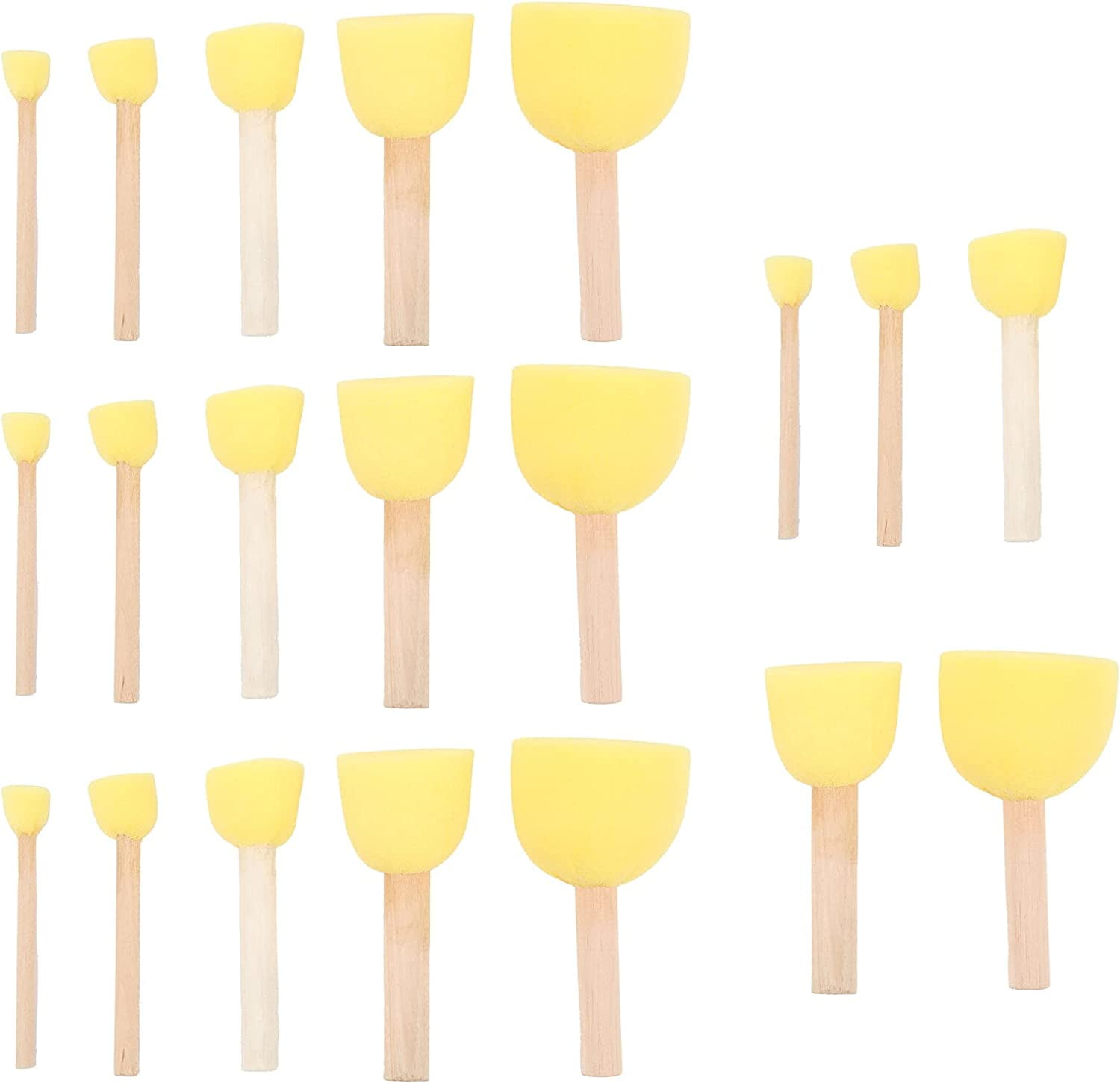 Round Sponge Brush Set of 20, DIY Yellow Mushroom Stick Painting Tools ...