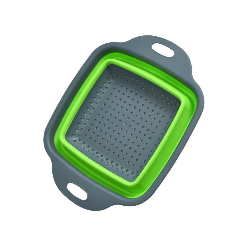 Round Square Foldable Silicone Colander Fruit Vegetable Washing Basket ...