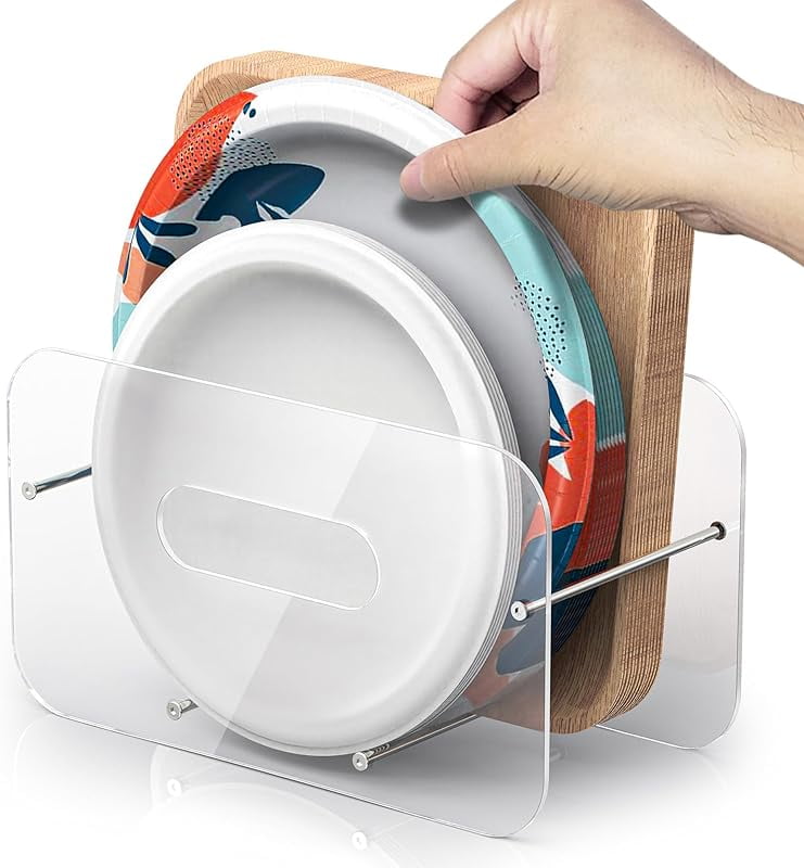 Round/Square Plastic, Foam & Paper Plate Dispenser, Space-Saving 7-12 ...