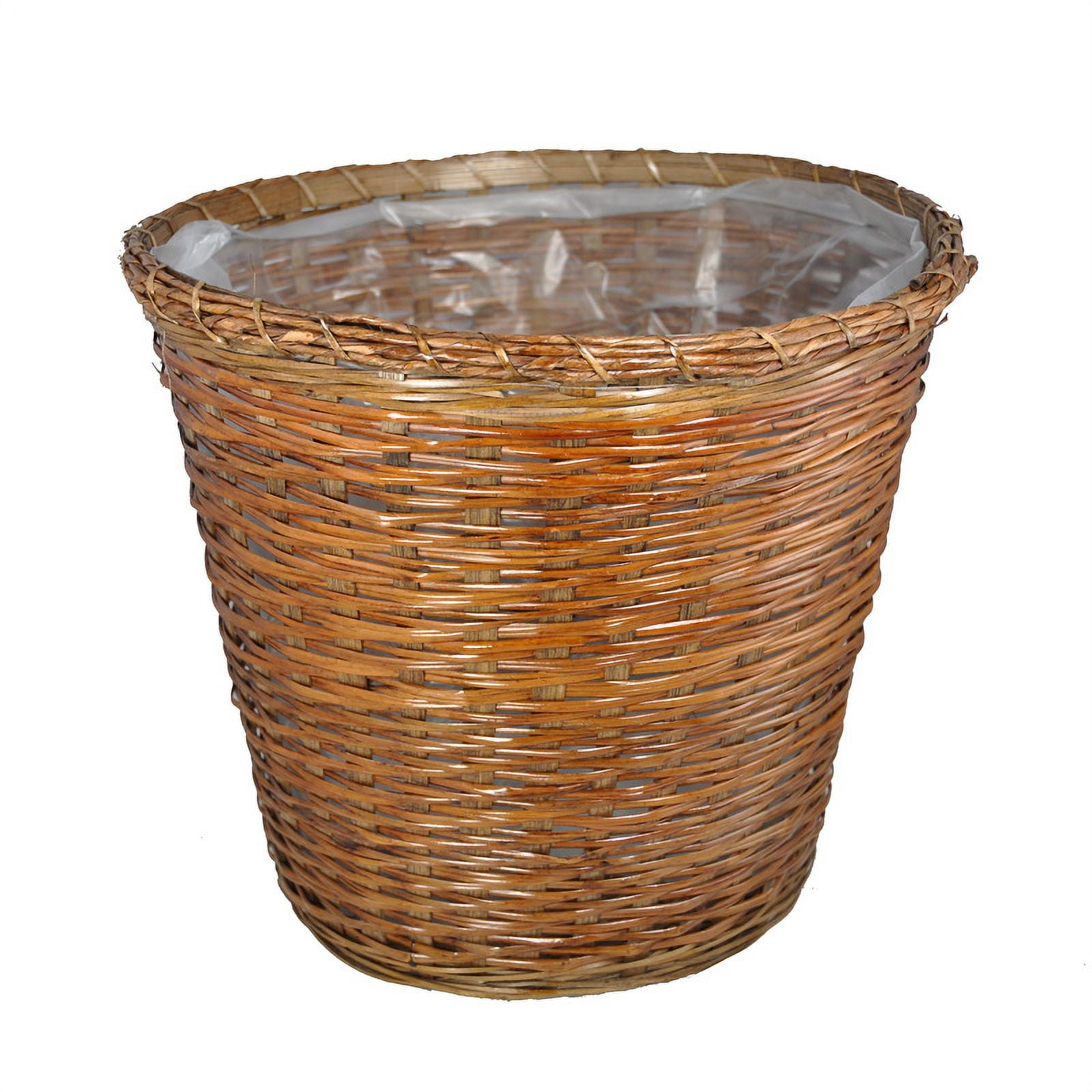 Round Stained Bamboo Planter Basket with Rope Rim 13in - Walmart.com