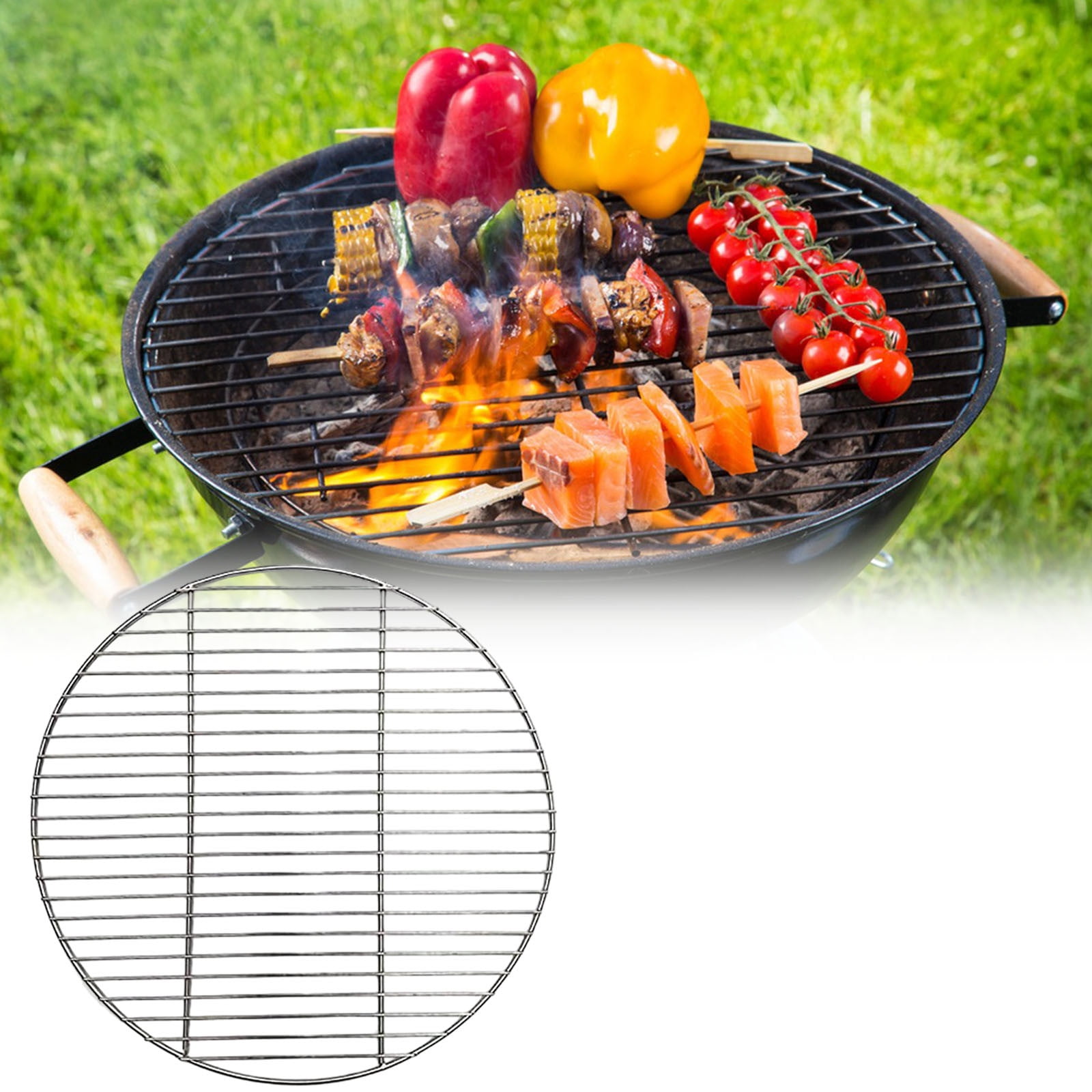 Round Stainless Steel Grill Grate for Outdoor BBQ, Heavy-Duty Camping ...